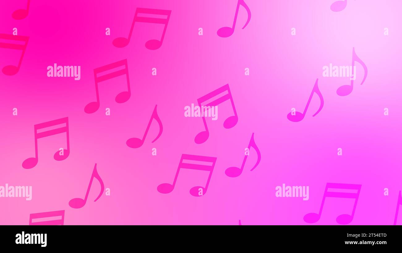 CG image of pink and magenta background including music note object ...
