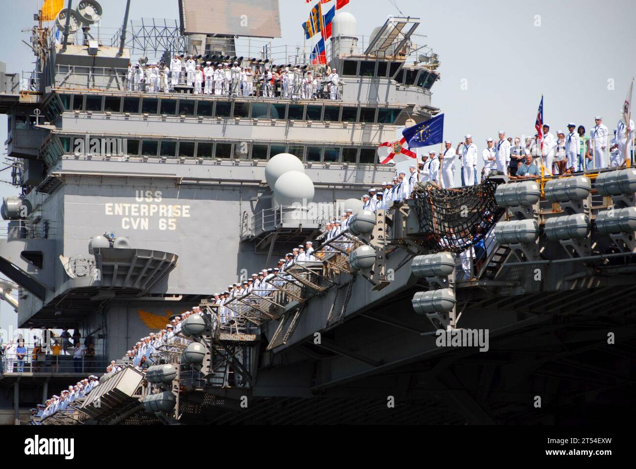CVN 65, Enterprise Carrier Strike Group, manning the rails, Naval ...