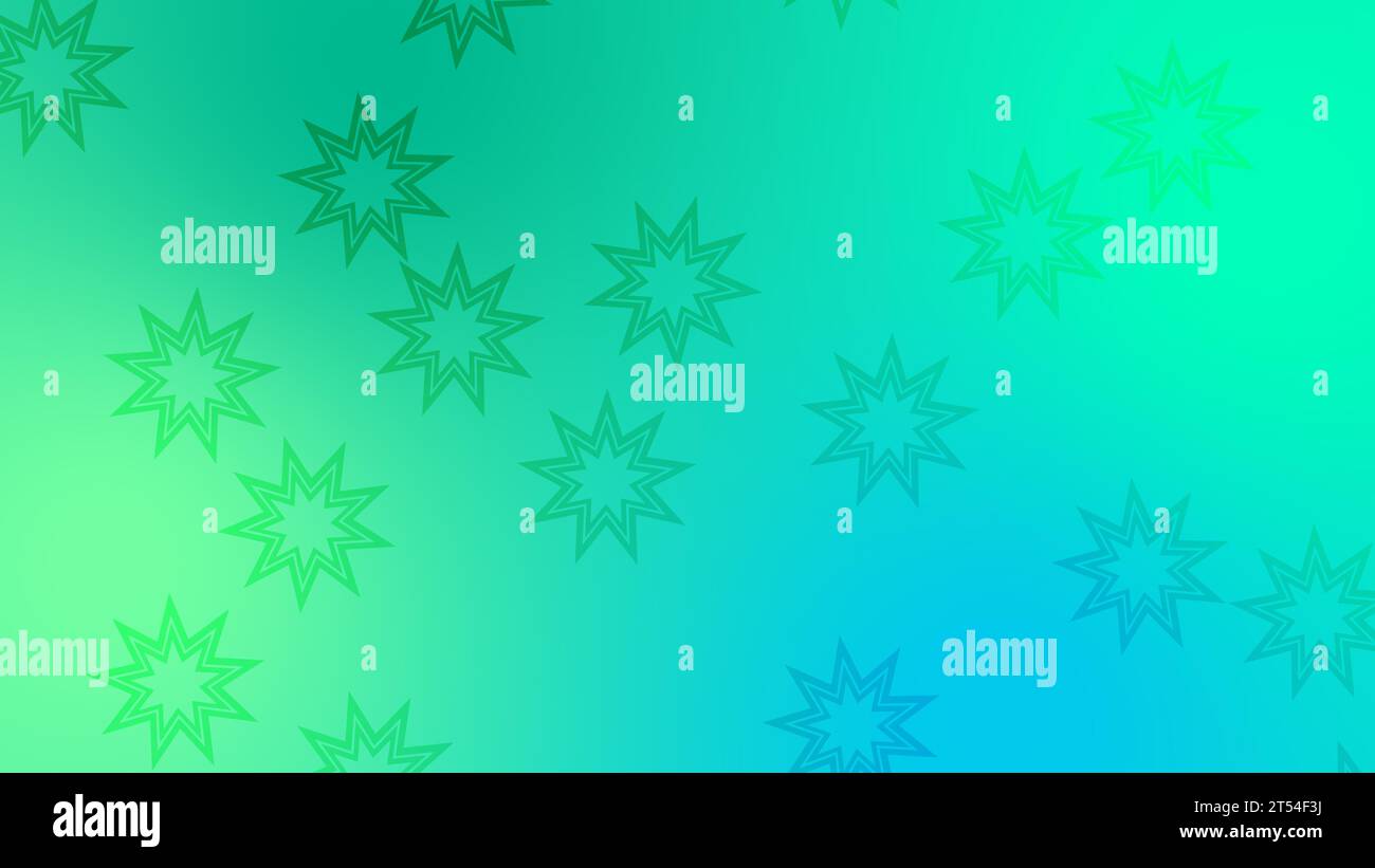 CG image of green and cyan background including star shaped object ...