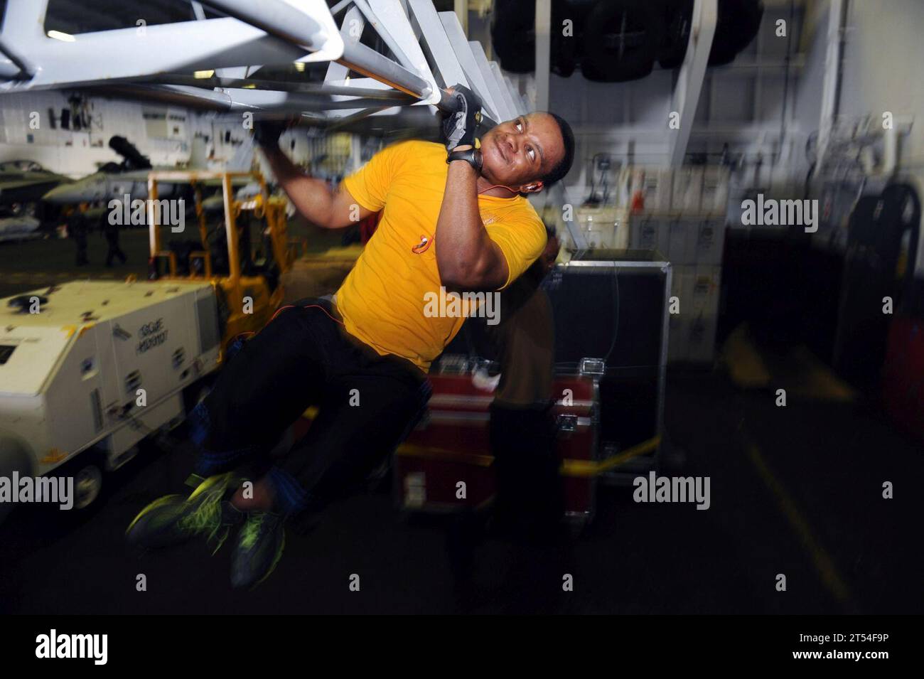 CVN 69, EISENHOWER, HANGAR BAY, IKE, pullups Stock Photo - Alamy