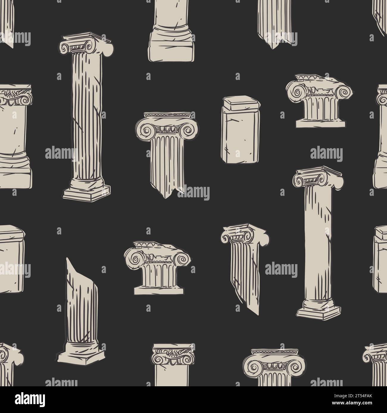 Hand drawn vector abstract graphic, greek ancient sculpture statues and ...