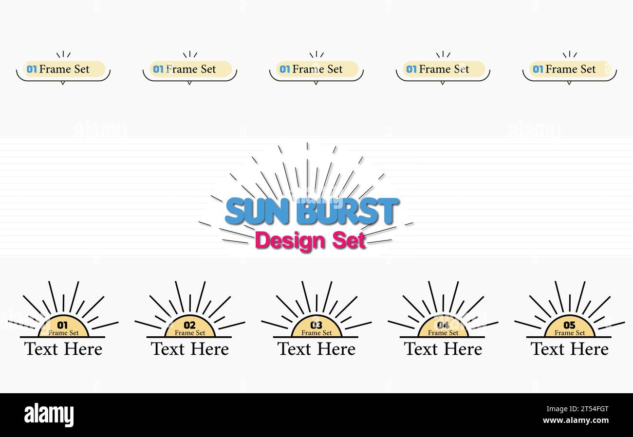Sunburst design set simple heading frame Vector Image Stock Vector ...