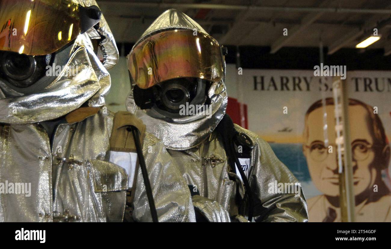 CVN 75, drills, firefighter, gq, Shipboard firefighting, uss harry s ...