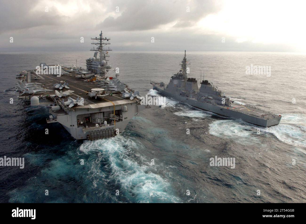 CVN 76, dd 175, fas, fueling at sea, japan maritime self defense force ...