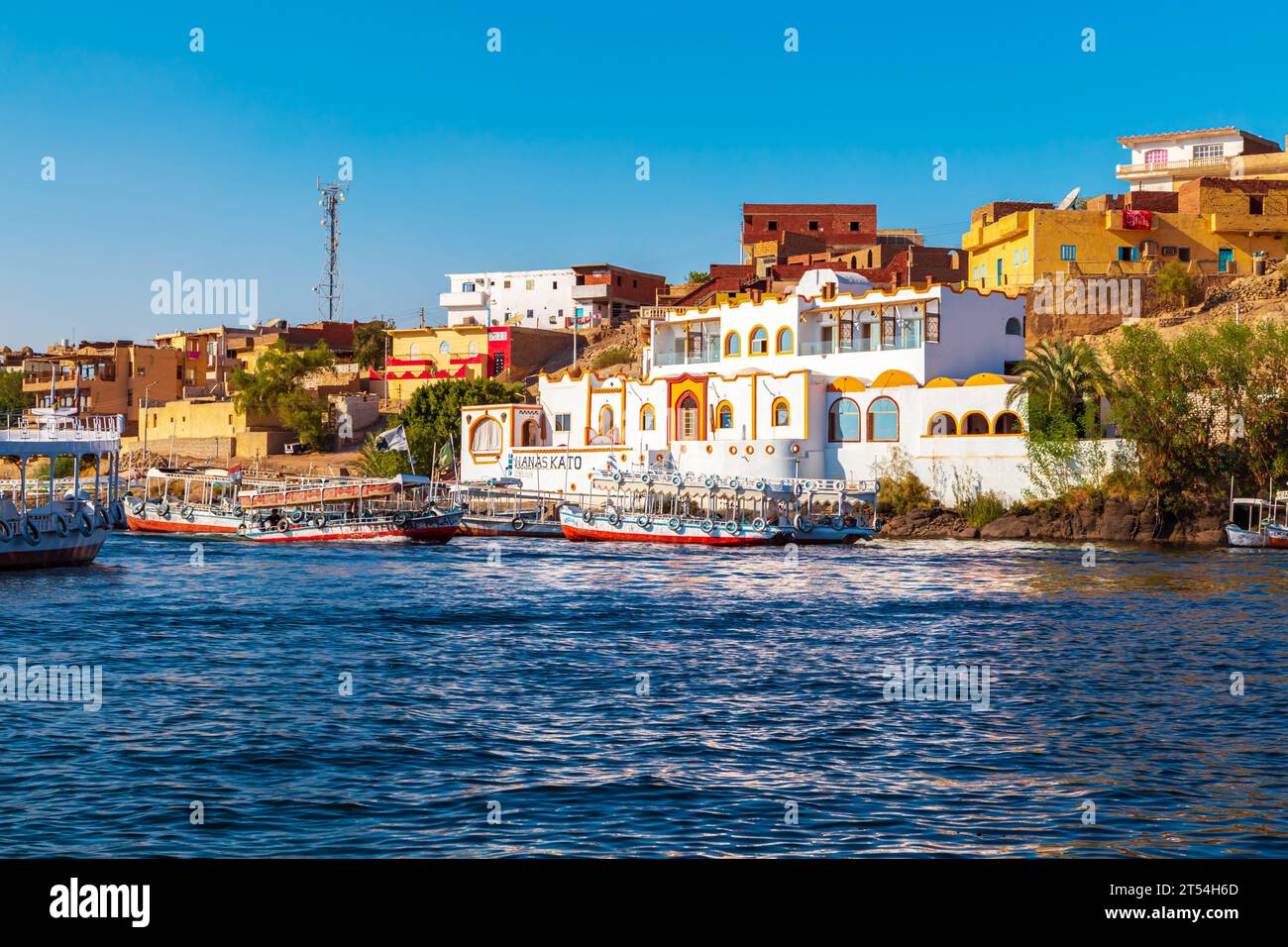 View of the famous Nubian village from the Nile. Aswan, Egypt – October ...