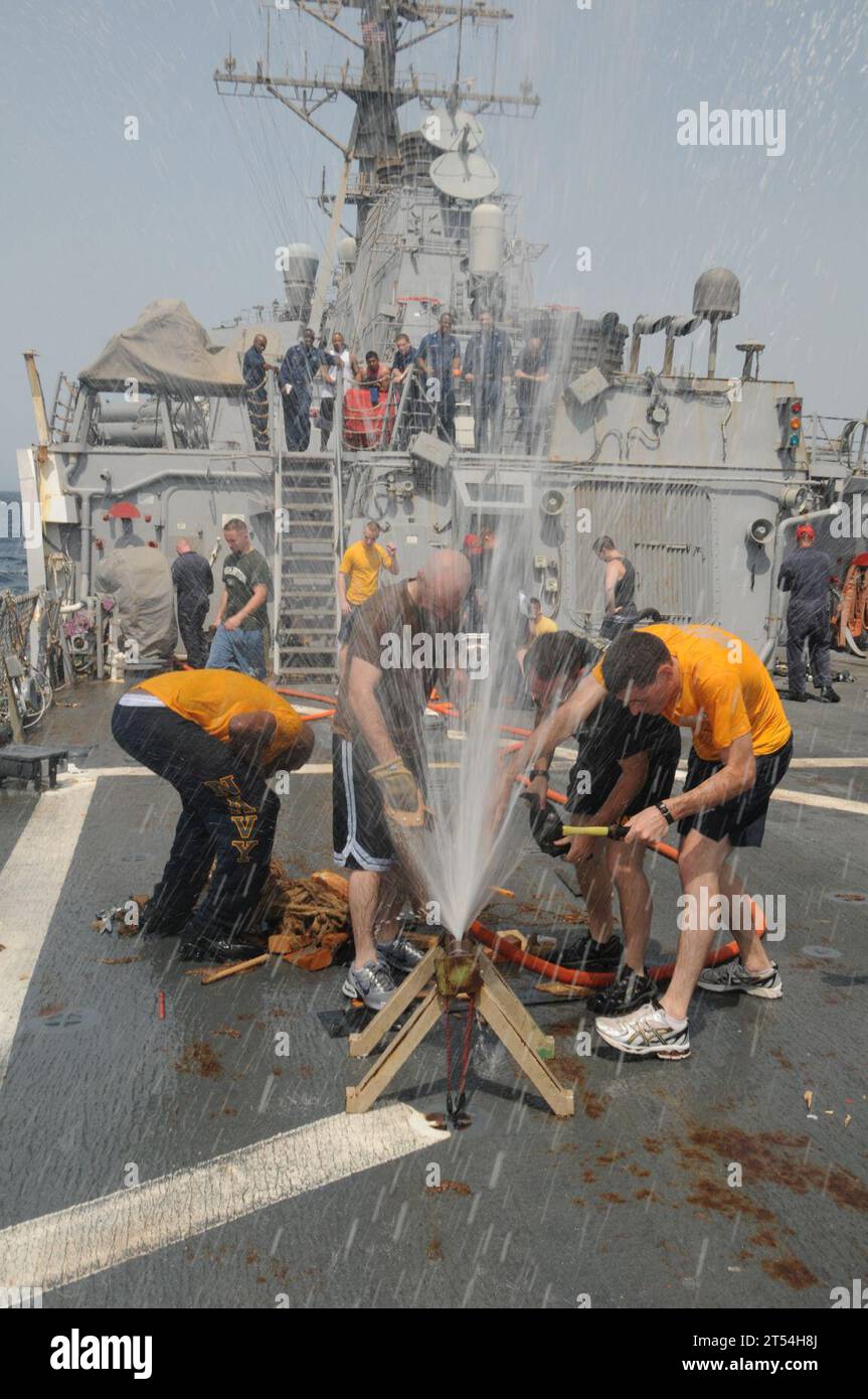 damage control Olympics, flight deck, Guided-Missile Destroyer, Gulf of ...