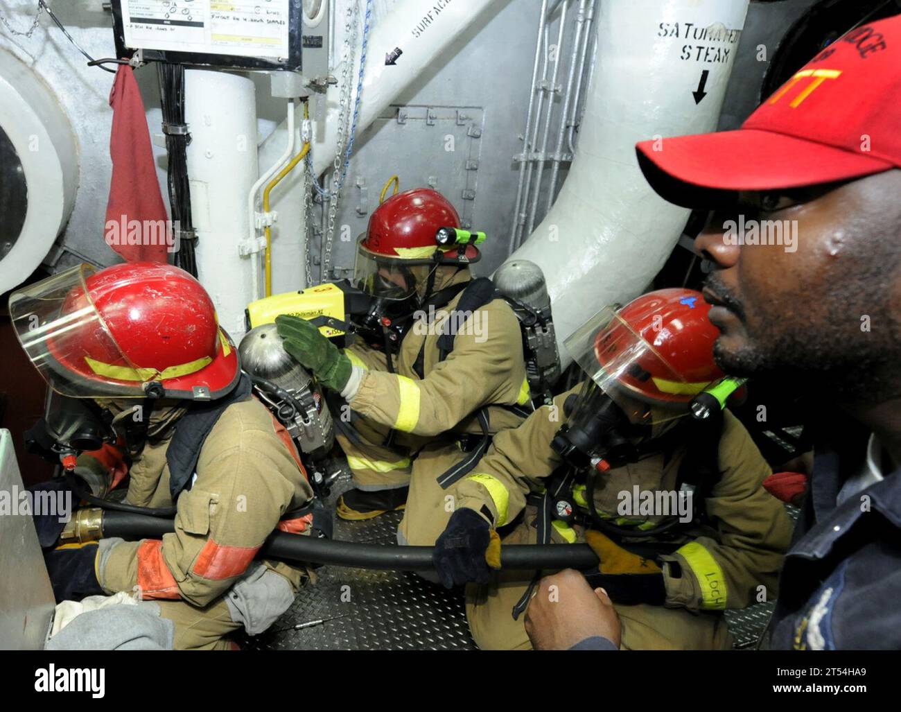 Damage Control Training Team (DCTT), main space fire drill, USS Blue ...