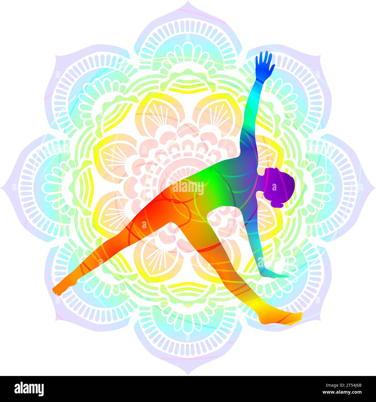 Colorful silhouette of Patita Tarasana. Fallen Triangle pose or Fallen ...