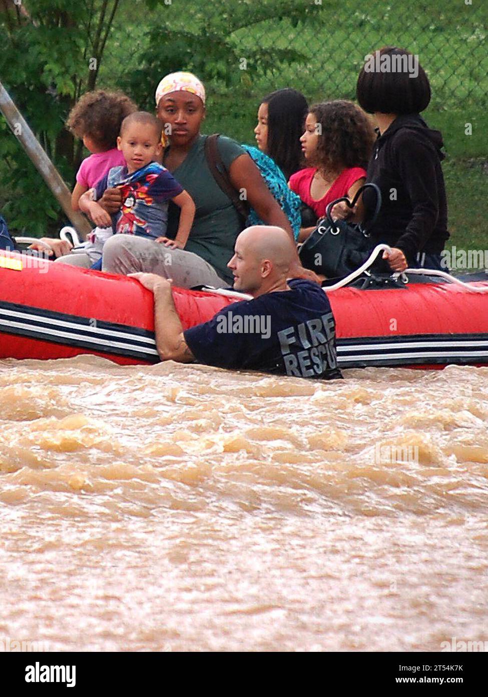 dependents, family members, fire rescue personnel, Flood, inflatable ...