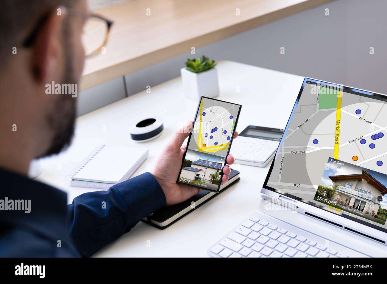 Searching for Real Estate: Mapping the Property Listings Stock Photo ...