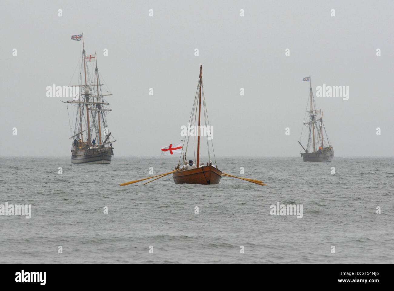 Discovery and the Susan Constant, First Landing, Godspeed Stock Photo ...