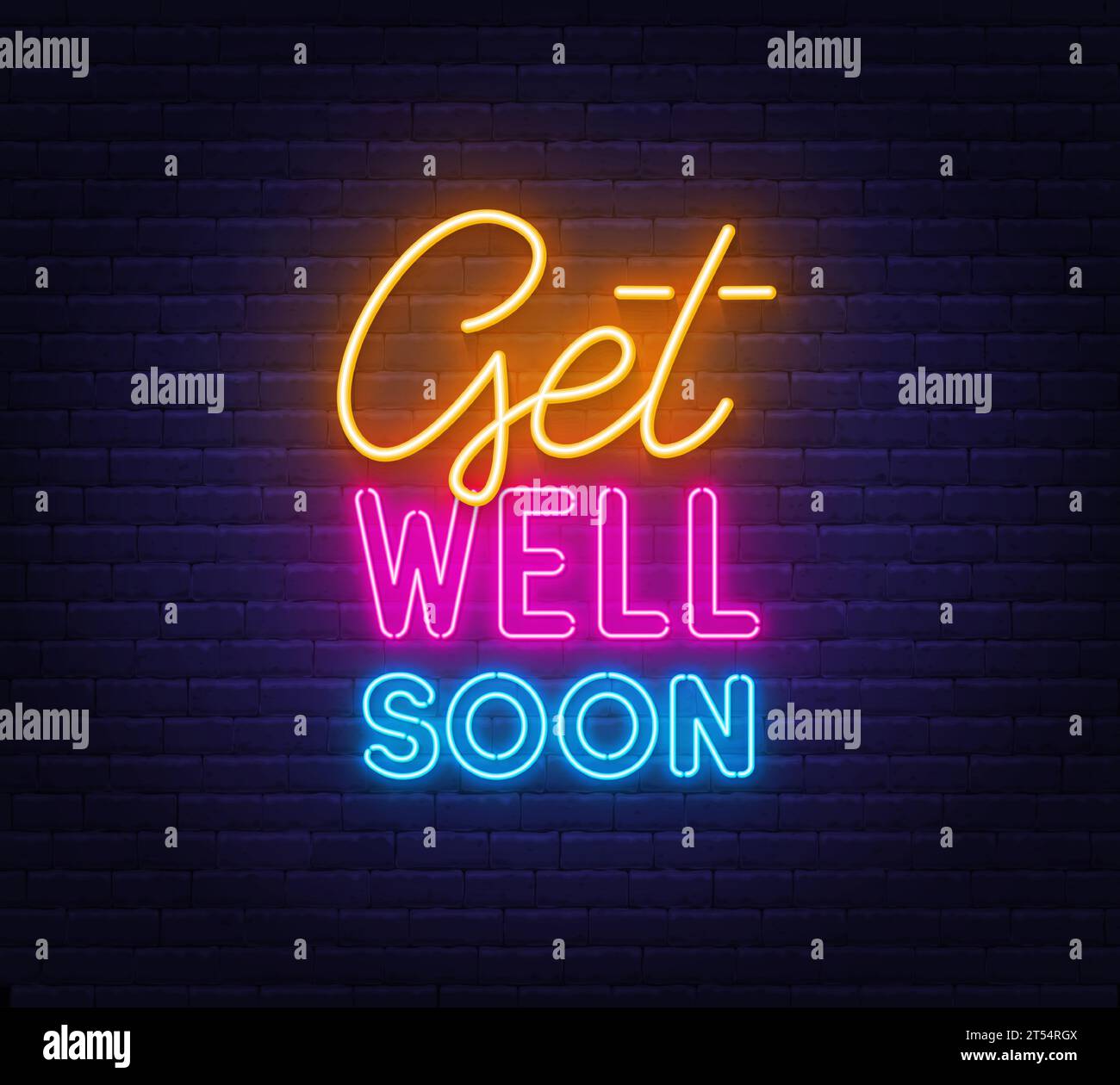Get Well Soon neon lettering on brick wall background Stock Vector ...