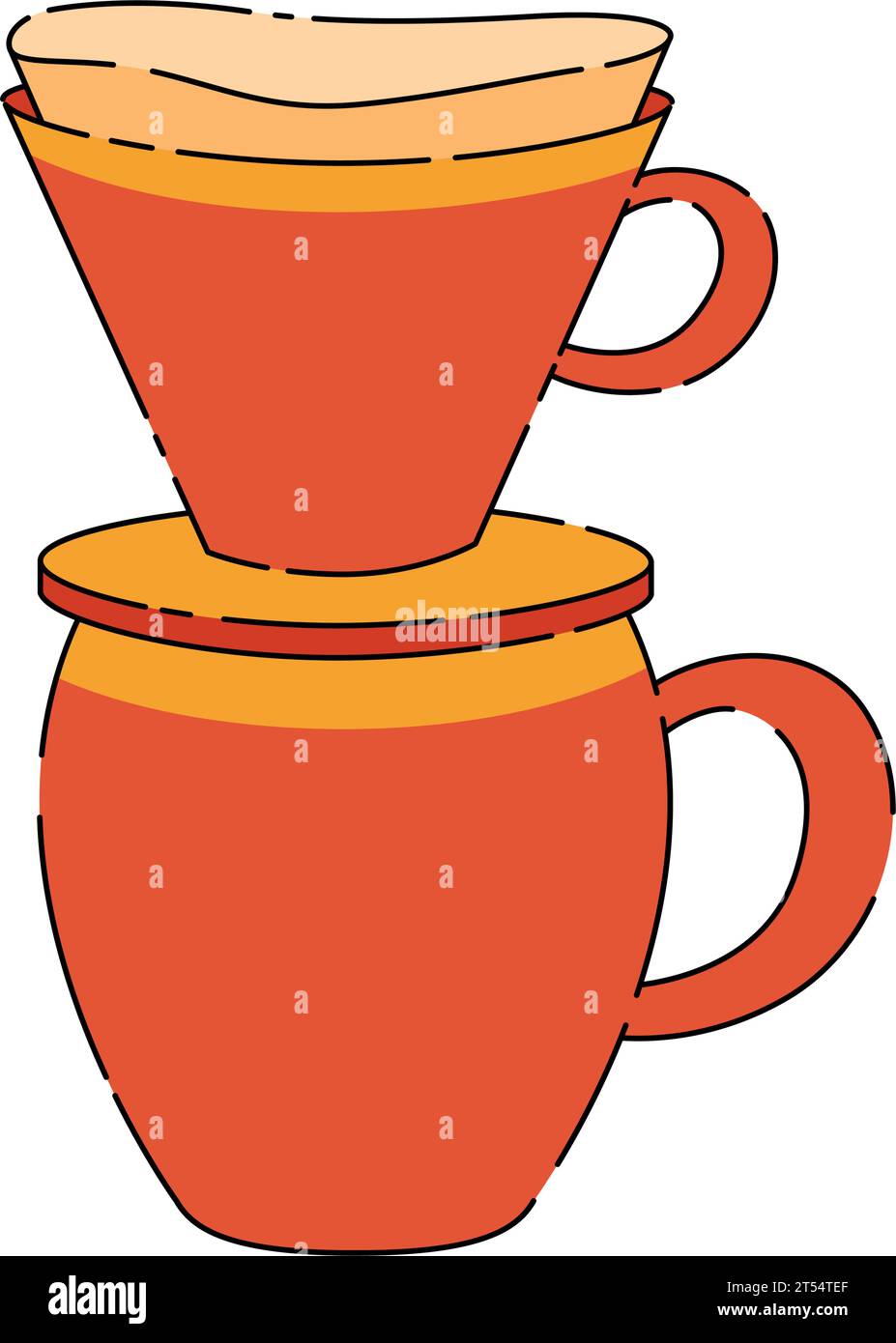 Coffee set with cup and drip system. Home ceramic coffee maker Stock ...