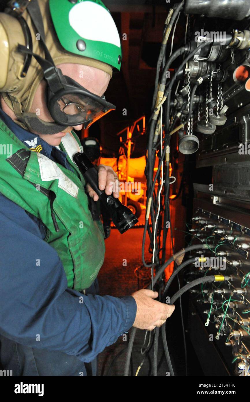 electrical junction panel, green vest, U.S. navy , USS Enterprise (CVN ...