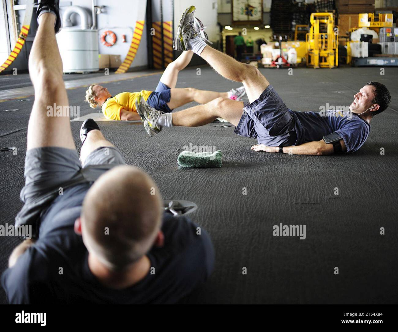 exercises, HANGAR BAY, Mediterannean Sea, physical training, Sailors, U ...