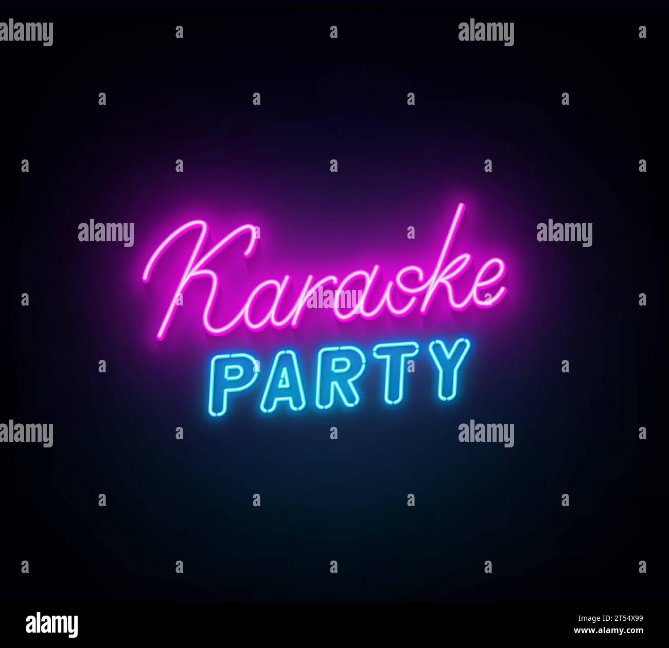 Karaoke party neon lettering on dark wall background Stock Vector Image ...