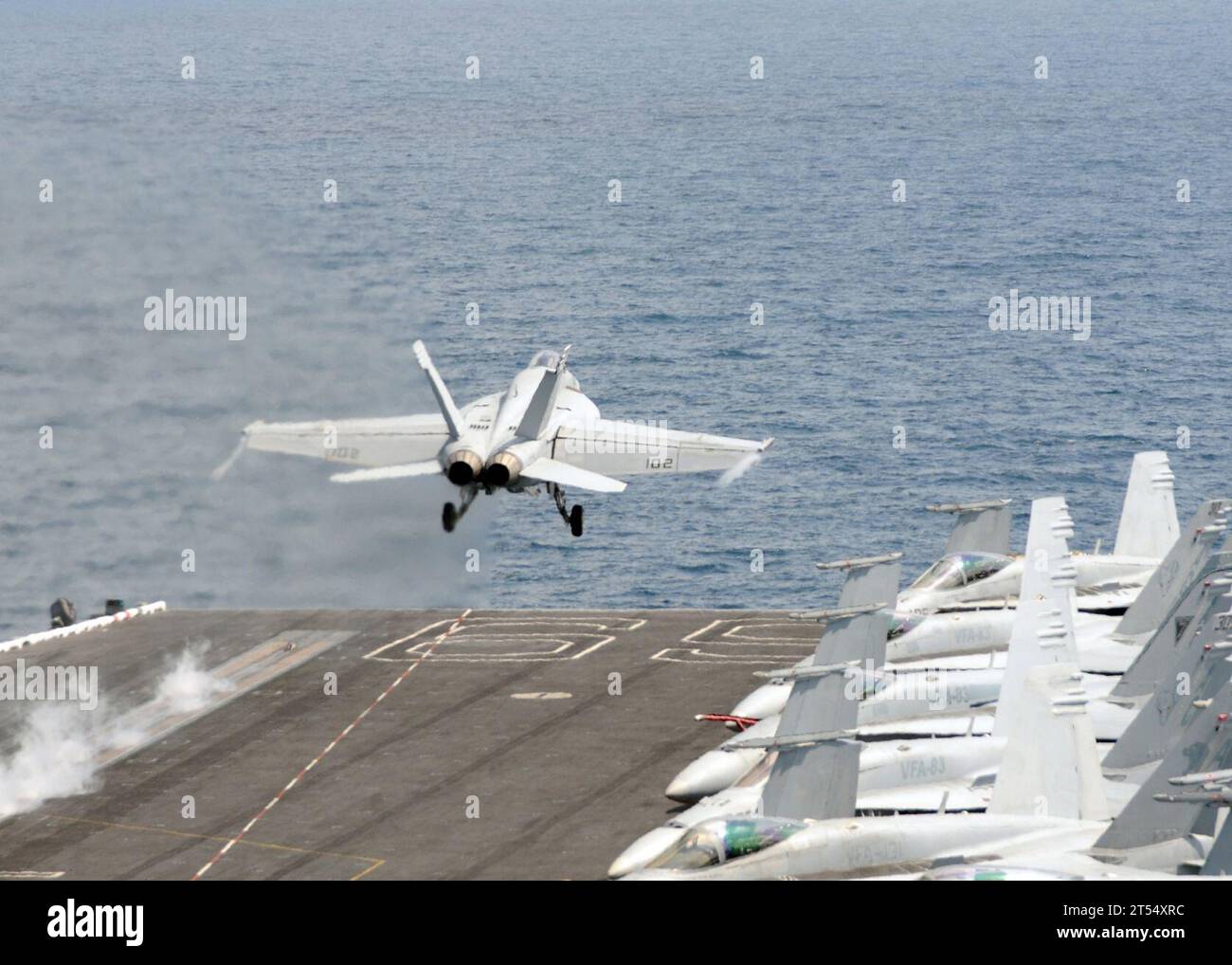 F/A-18E Super Hornet assigned to the Pukin Dogs of Strike Fighte ...