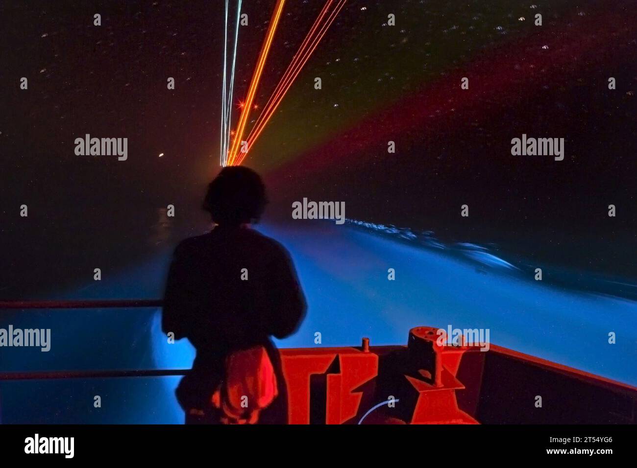 fantail, navy, night sky, people, Sailor, U.S. Navy, watch Stock Photo ...