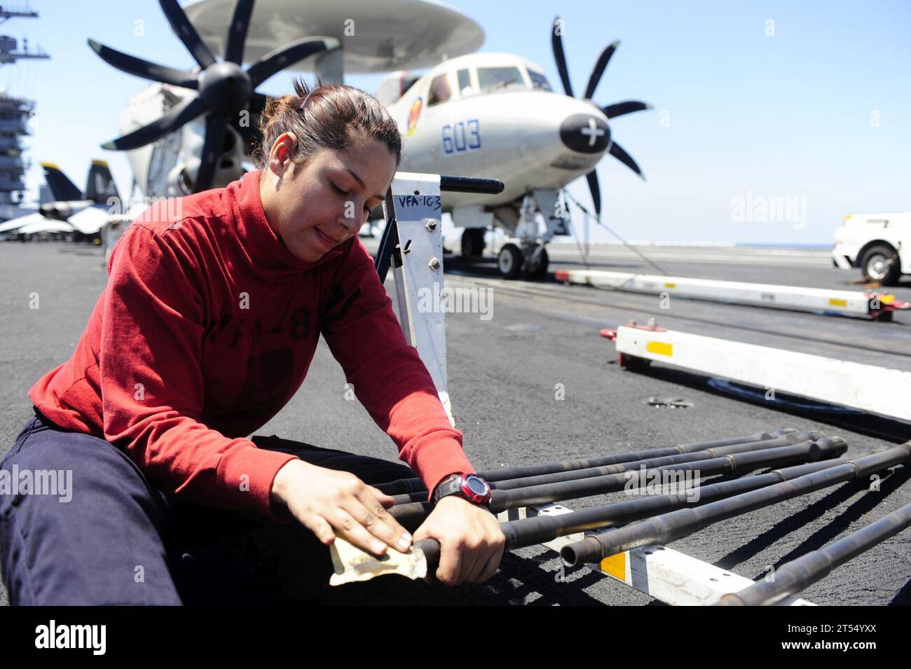 female, flight deck, M61-A1 20mm machine gun, Sailor, USS Dwight D ...