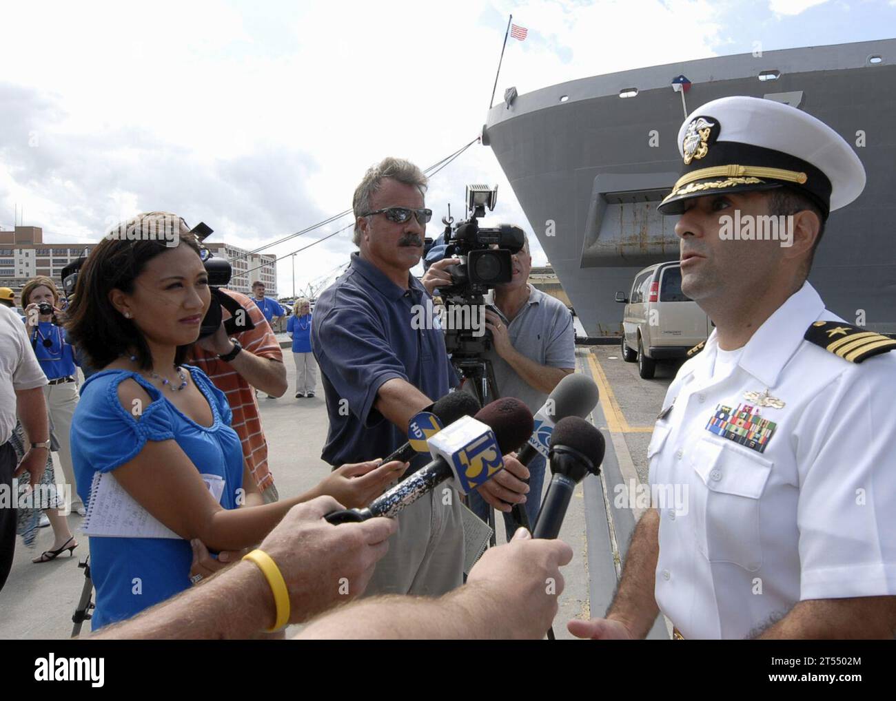 female, interview, media, pier, ship Stock Photo - Alamy