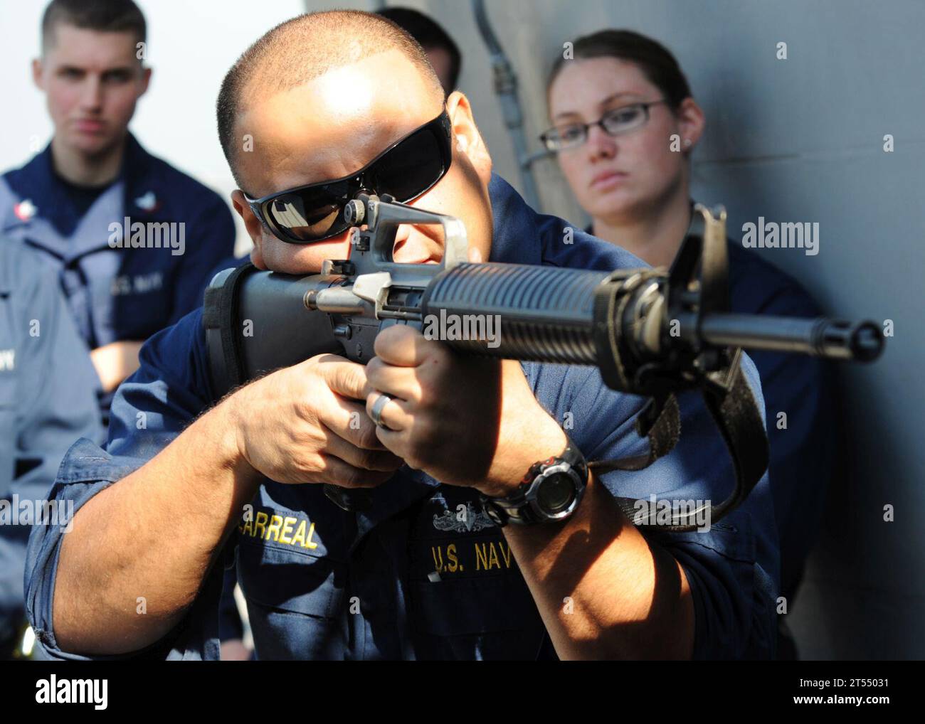 female, M-16 service rifle, Sailor, training, U.S. Navy, USS O'Kane ...