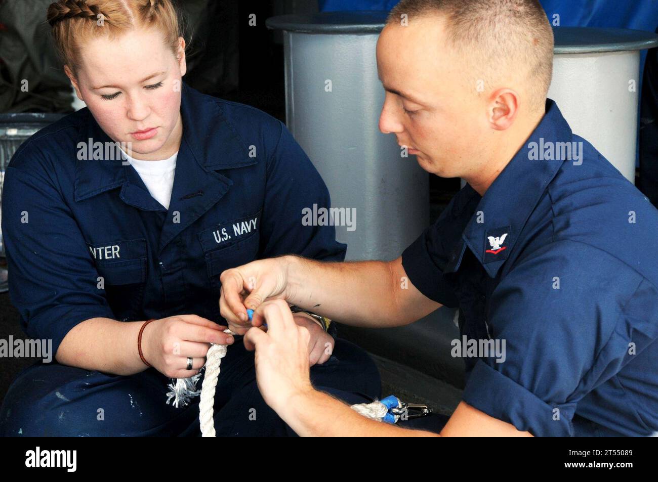 female, Sailor, three-strand lifeline, U.S. Navy, USS Ronald Reagan ...