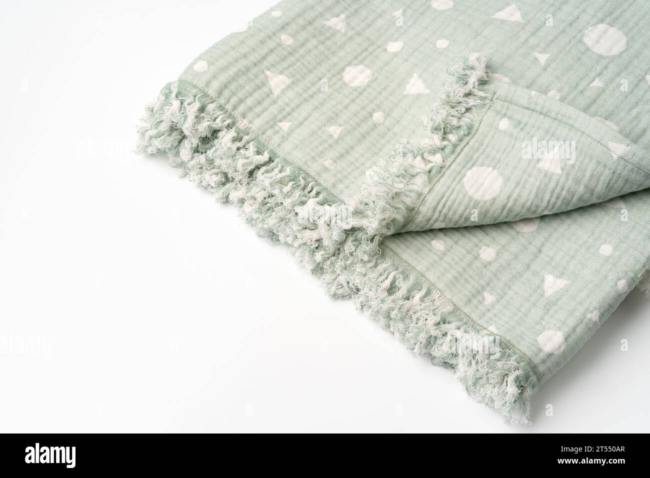 Soft muslin blanket for kids on white background Stock Photo - Alamy