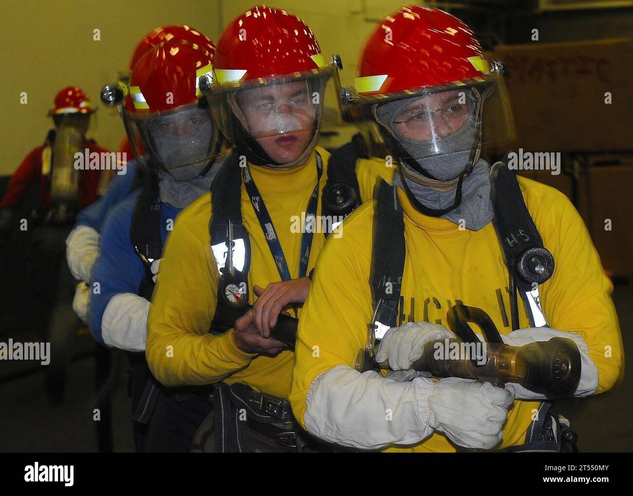 fire fighting training, hose team, U.S. navy , USS Kearsarge (LHD 3 ...