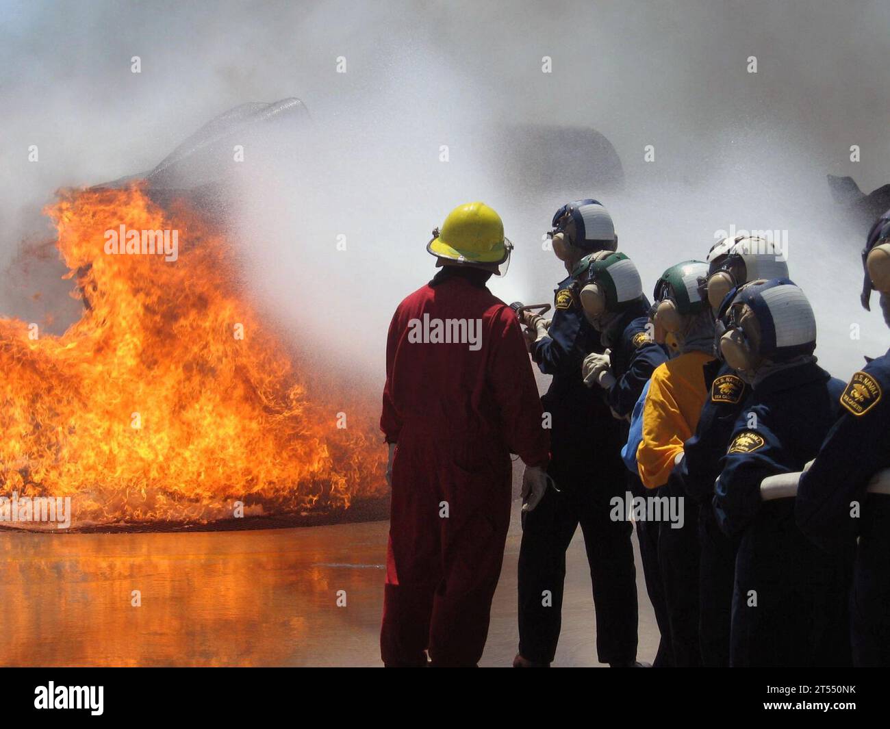 fire fighting training, naval sea cadets Stock Photo - Alamy