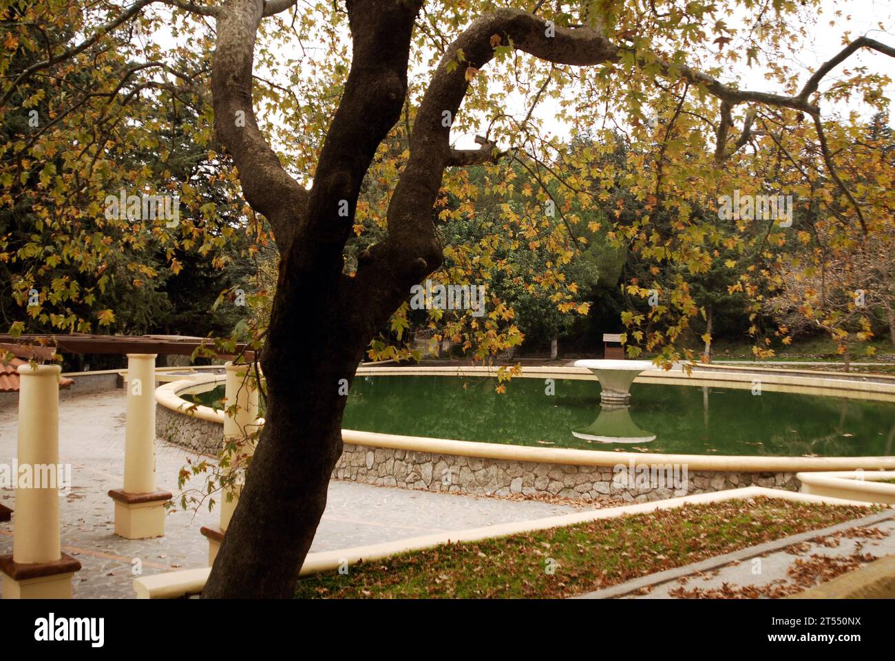 Greece, Rhodes island Fountoukli monastery and Eleousa fountain Stock ...