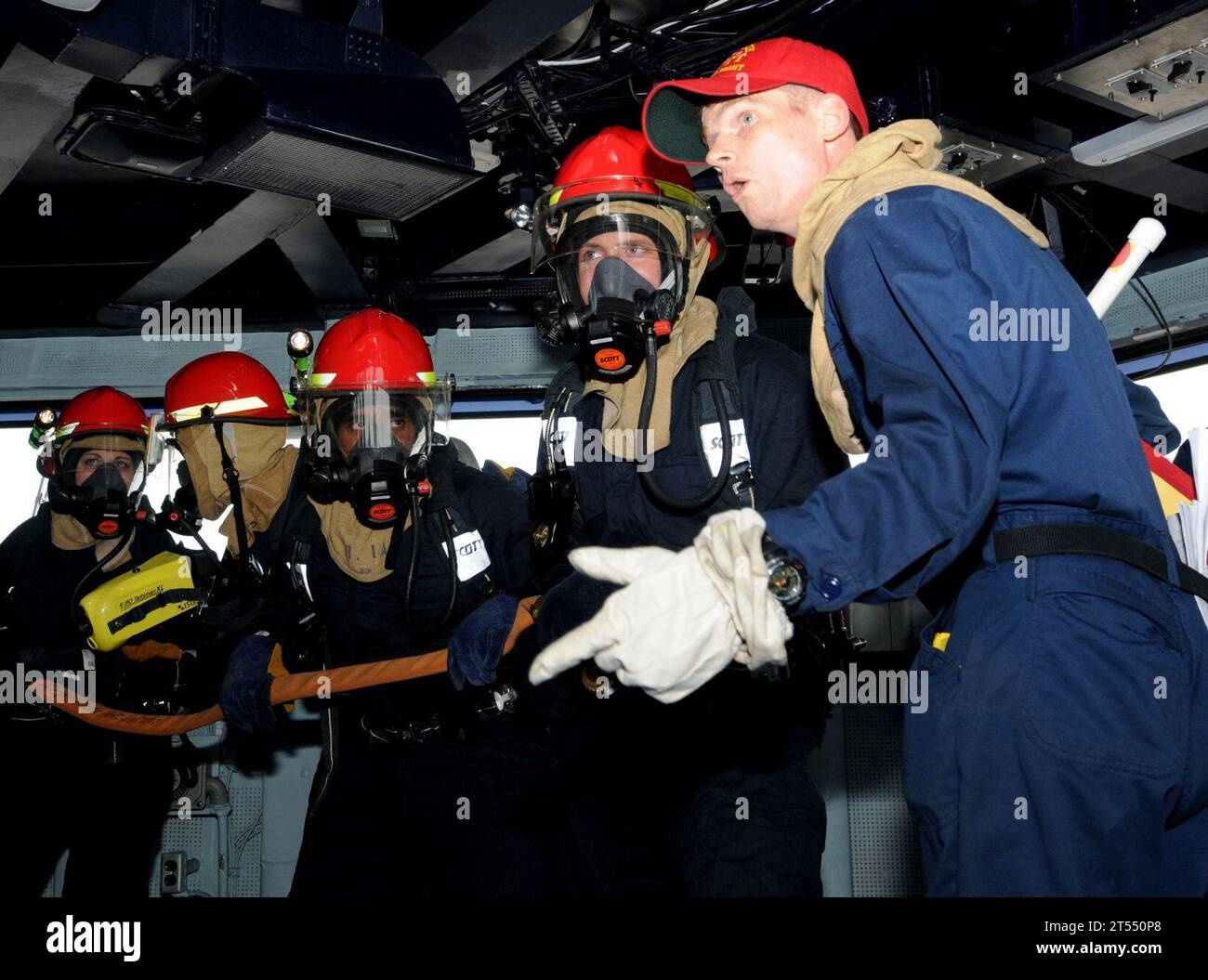 FIRE HOSE, flight deck, general quarters training exercise, U.S. navy ...