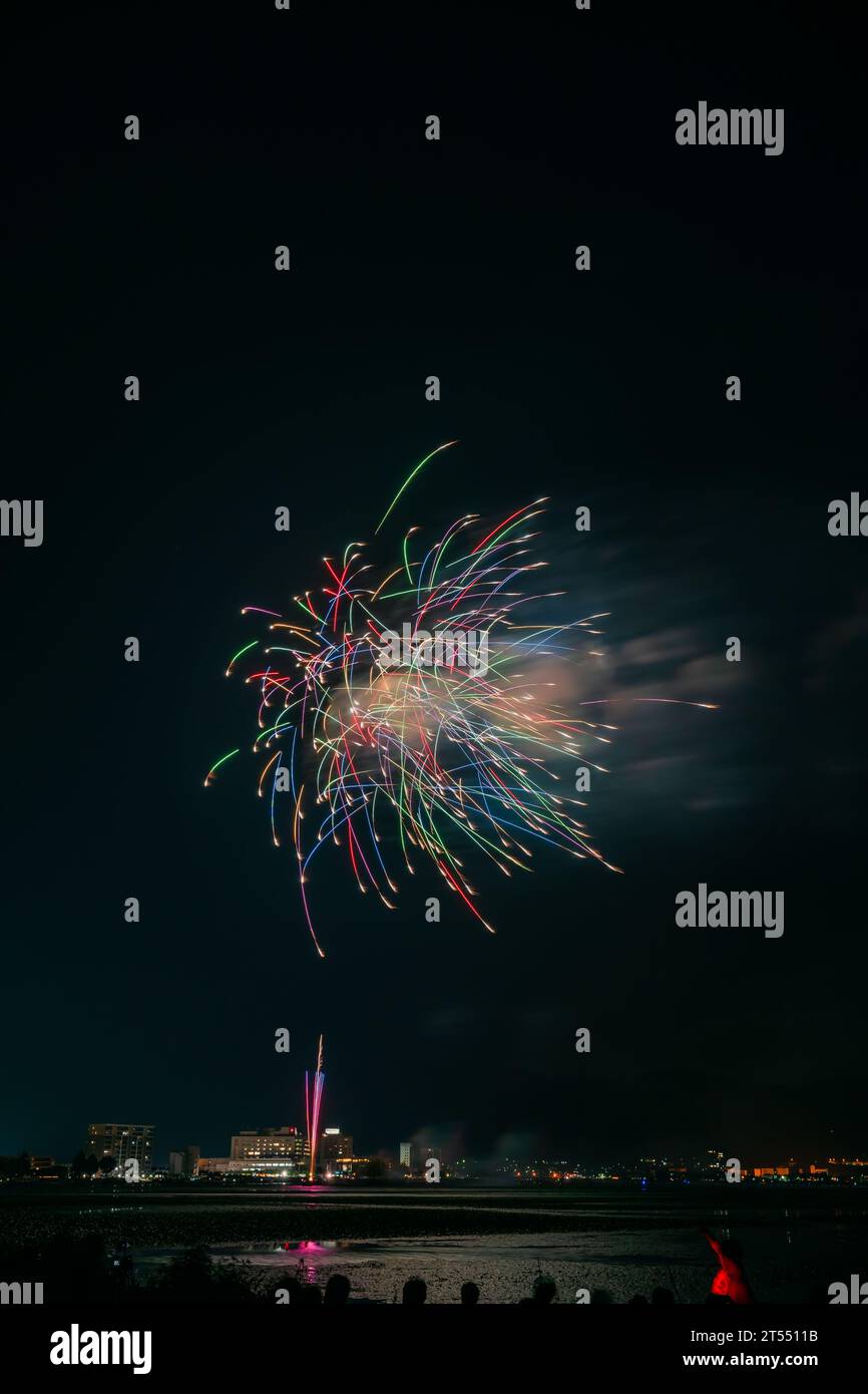 Lake Suwa Fireworks Display Stock Photo - Alamy
