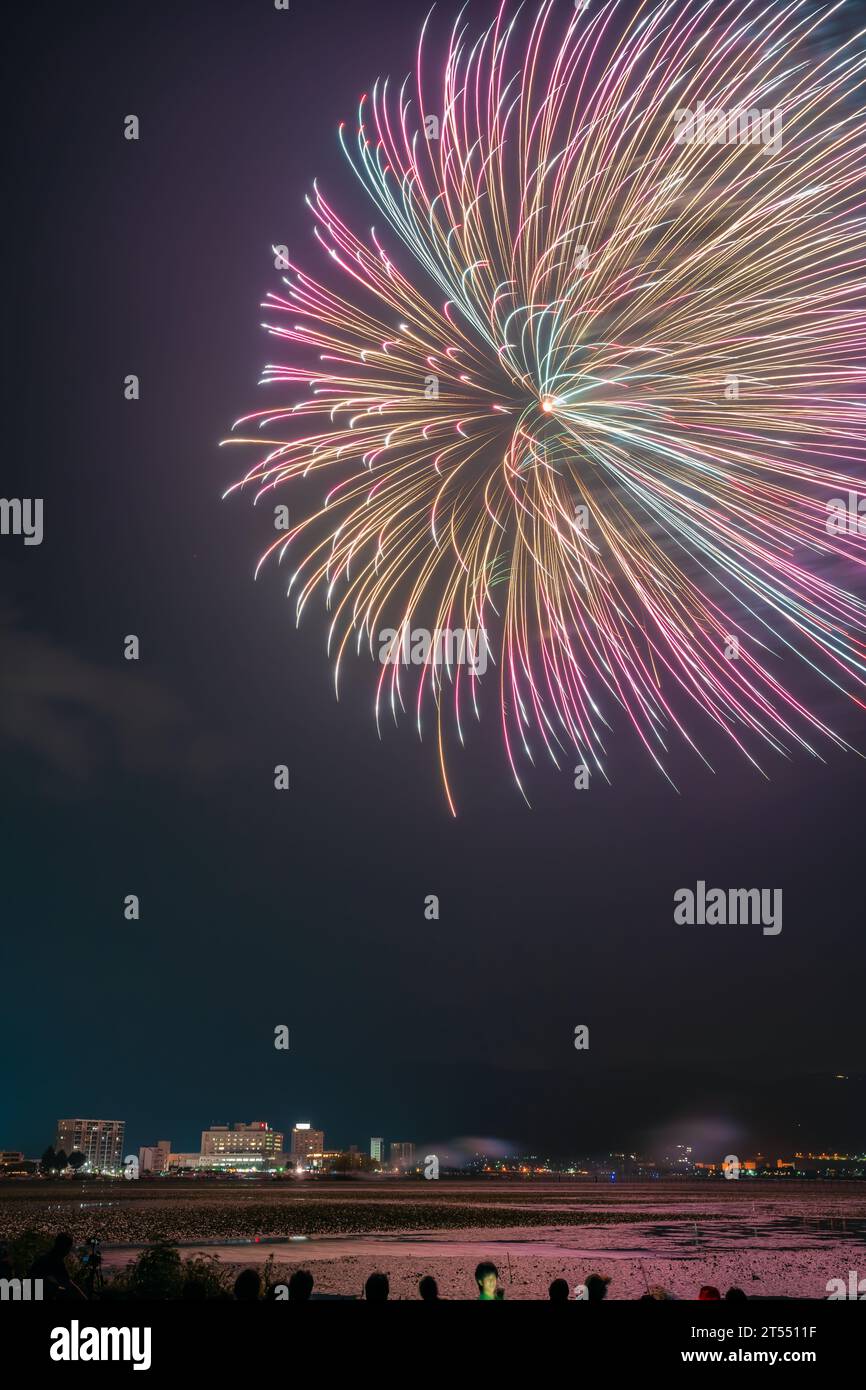Lake Suwa Fireworks Display Stock Photo - Alamy