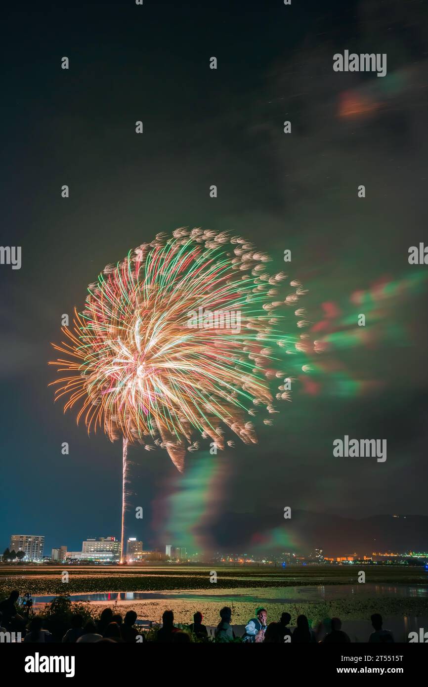 Lake Suwa Fireworks Display Stock Photo - Alamy