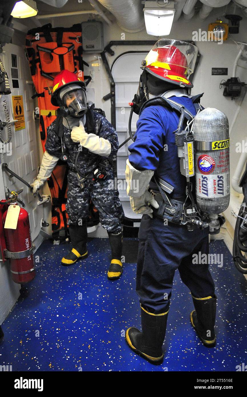 firefighting, navy, people, southern seas, U.S. Navy, USS Bunker Hill ...