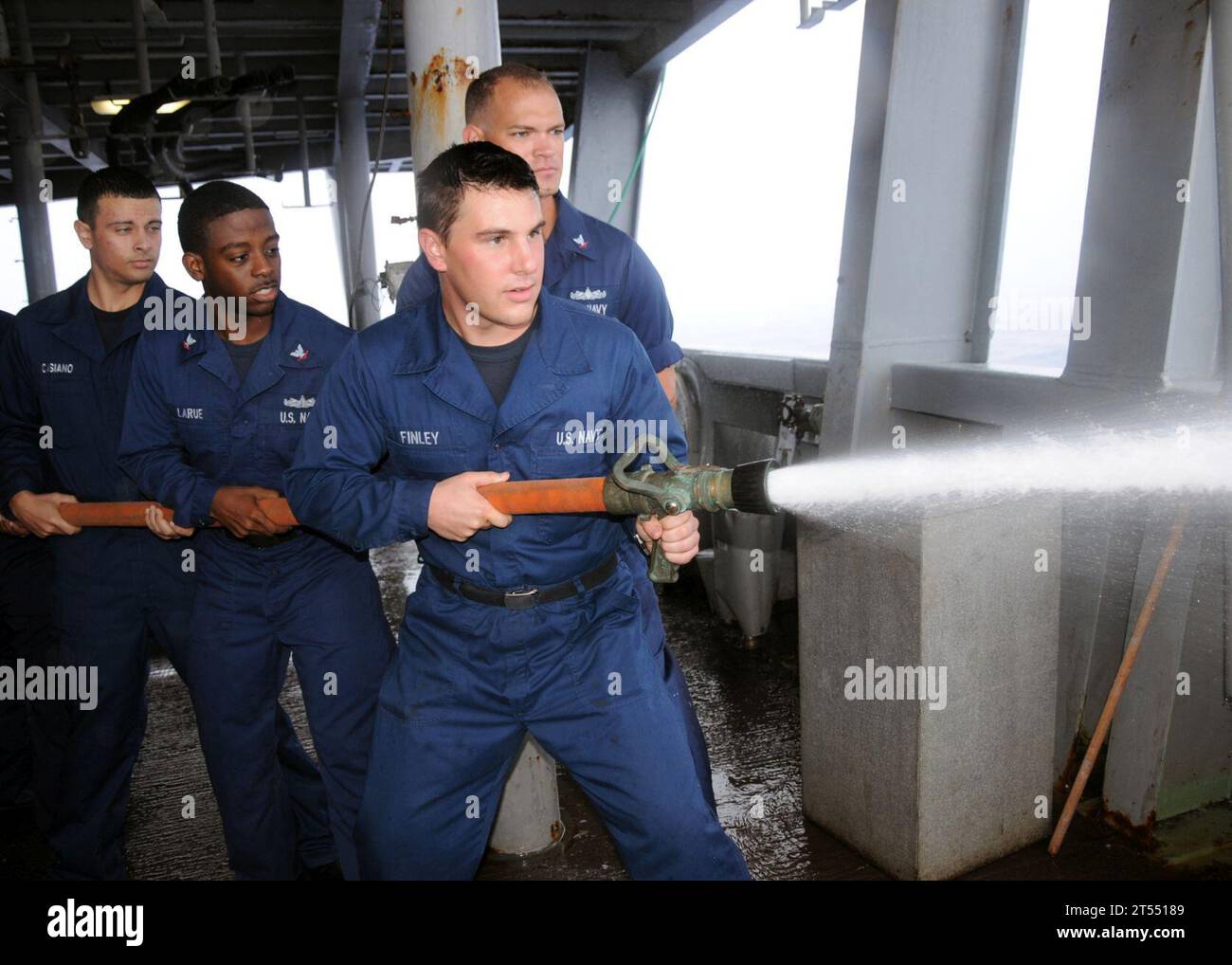 firefighting, Sailors, submarine tender, training, U.S. Navy, USS FRANK ...