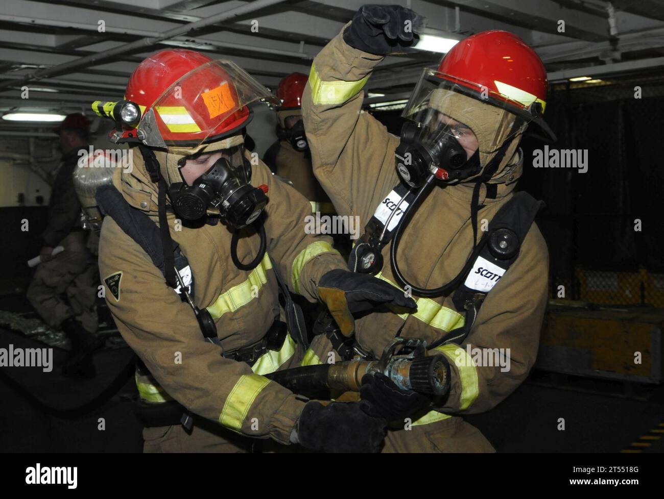 firehose, gq, Sailor, SCBA, training, U.S. Navy, USS Enterprise (CVN 65 ...