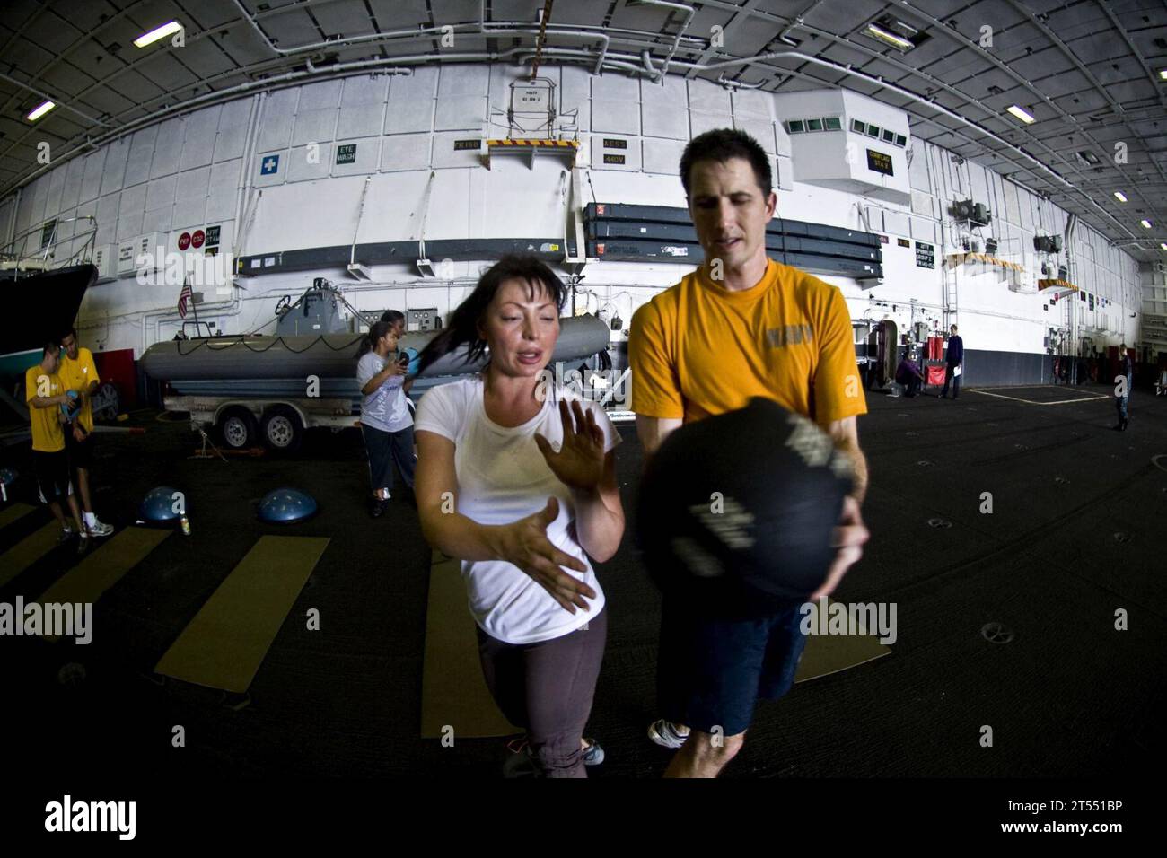 fitness class, HANGAR BAY, southern seas 2010, U.S. navy , underway ...