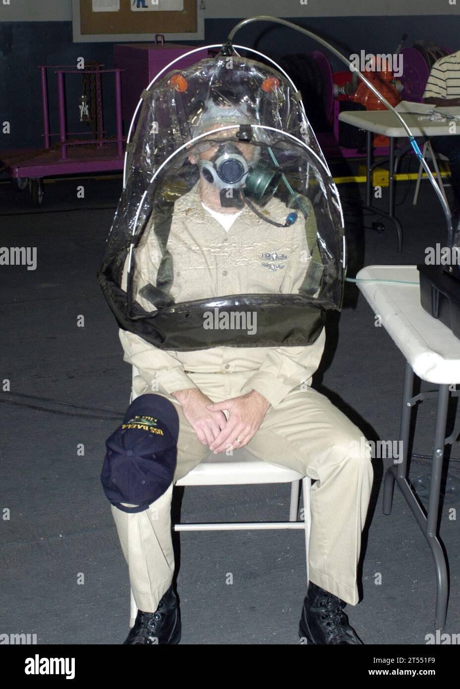 fitted for an MCU-2P gas mask in the hangar bay of the multi-purpose ...