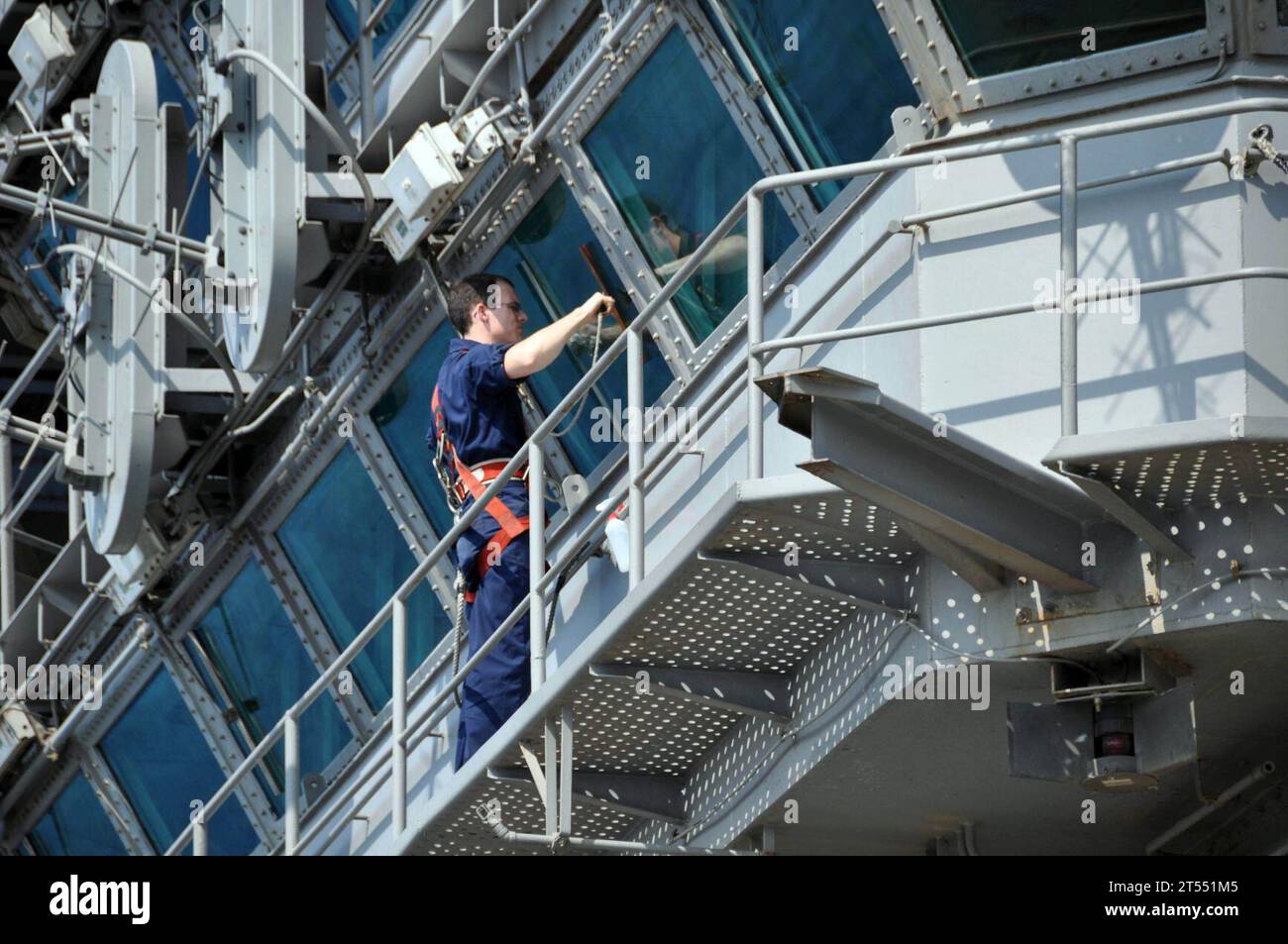 flag bridge window cleaning, North Arabian Sea, Sailor, U.S. navy , USS ...