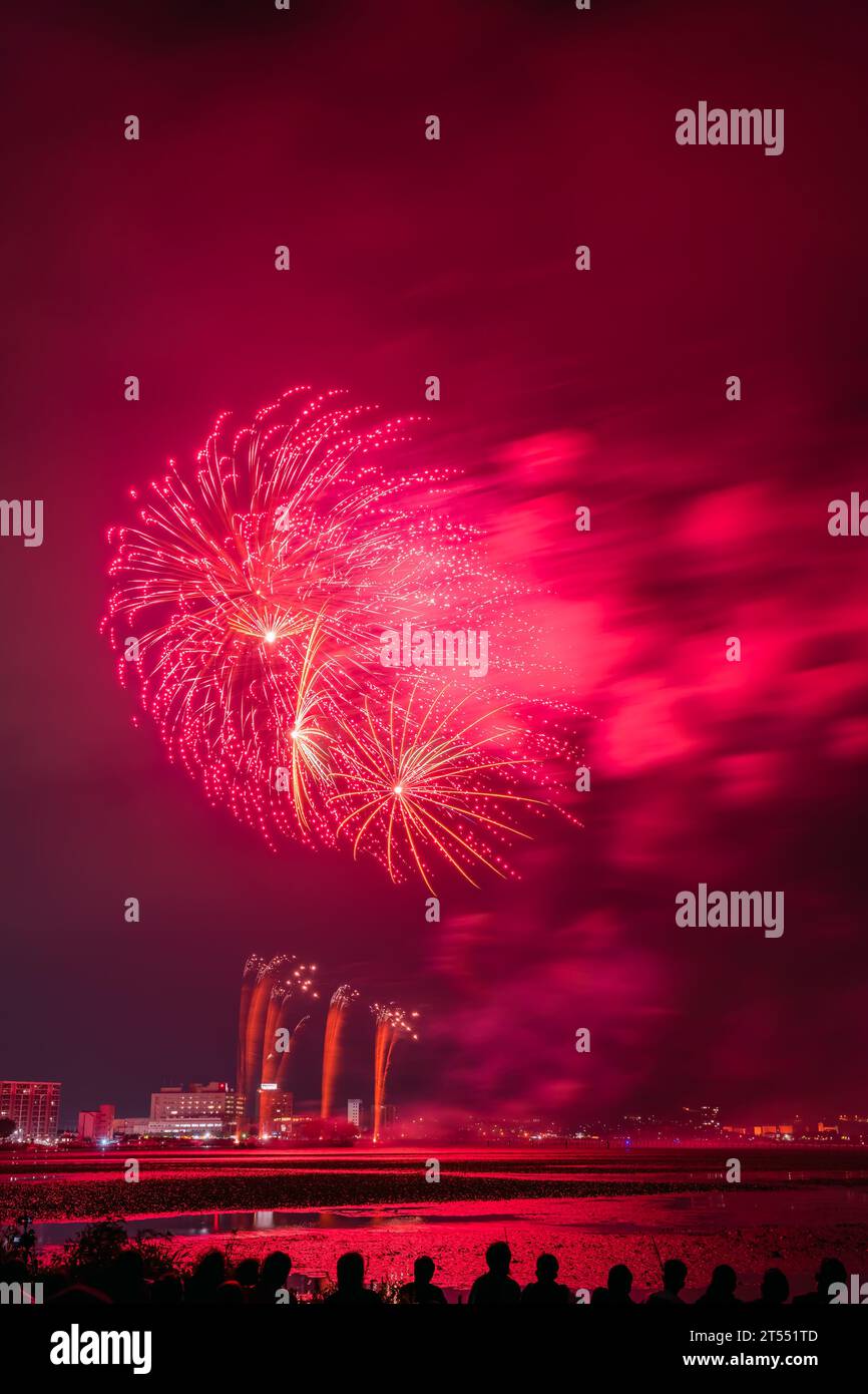 Lake Suwa Fireworks Display Stock Photo - Alamy