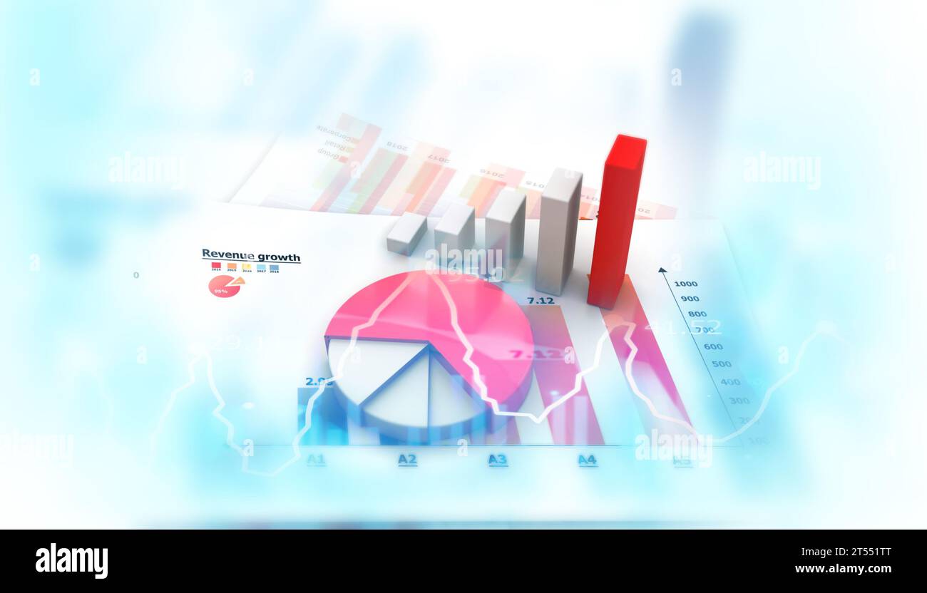 Finance background with abstract Growth graph chart. 3d illustration ...