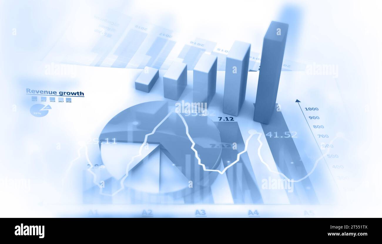Finance background with abstract Growth graph chart. 3d illustration ...