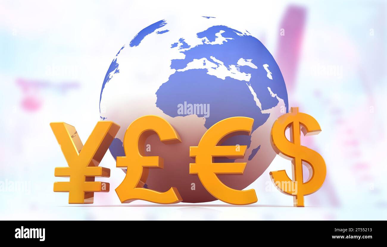 Global financial network currency symbols hi-res stock photography and ...