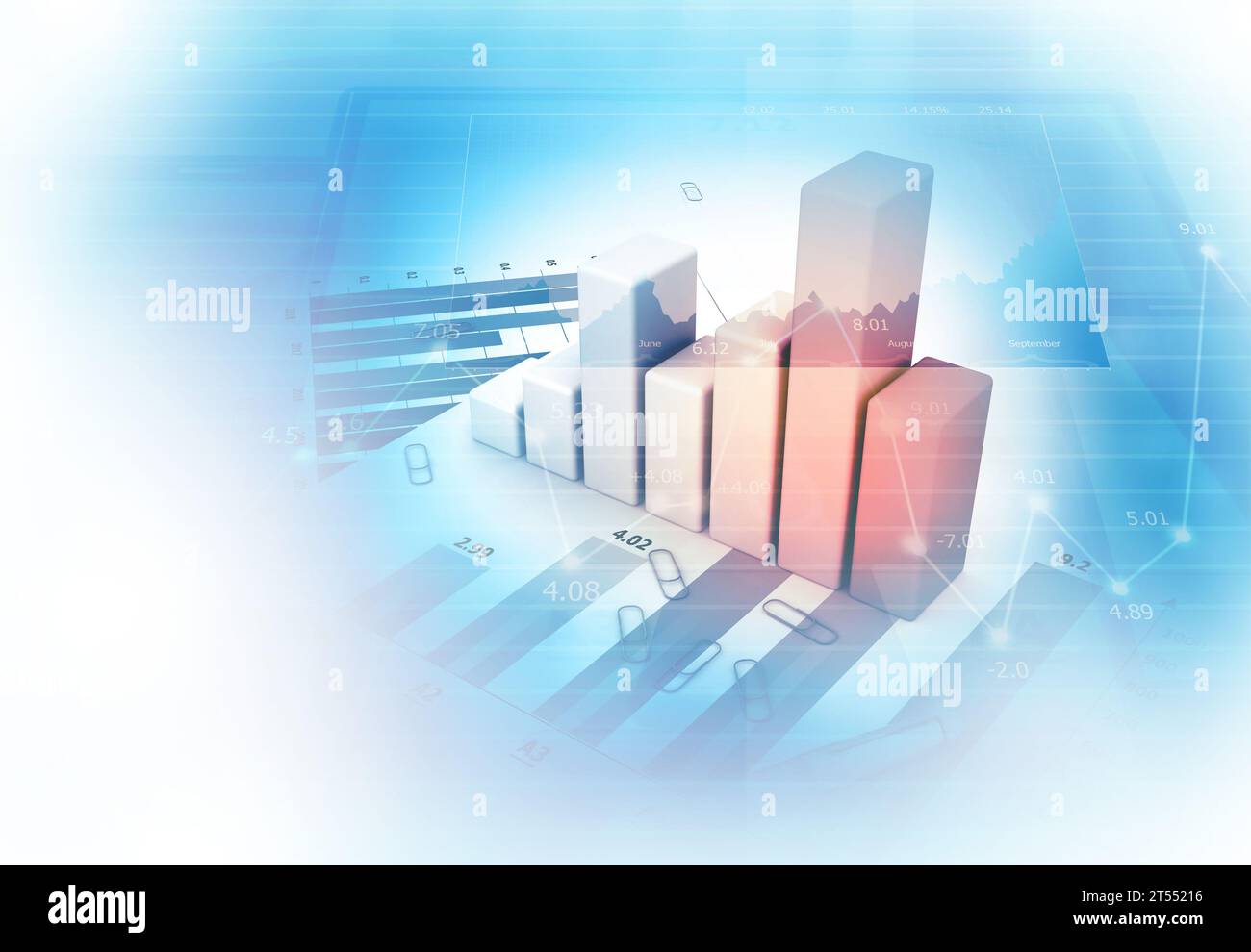 Finance background with abstract Growth graph chart. 3d illustration ...