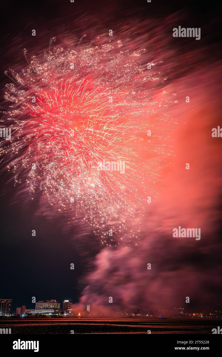 Lake Suwa Fireworks Display Stock Photo - Alamy