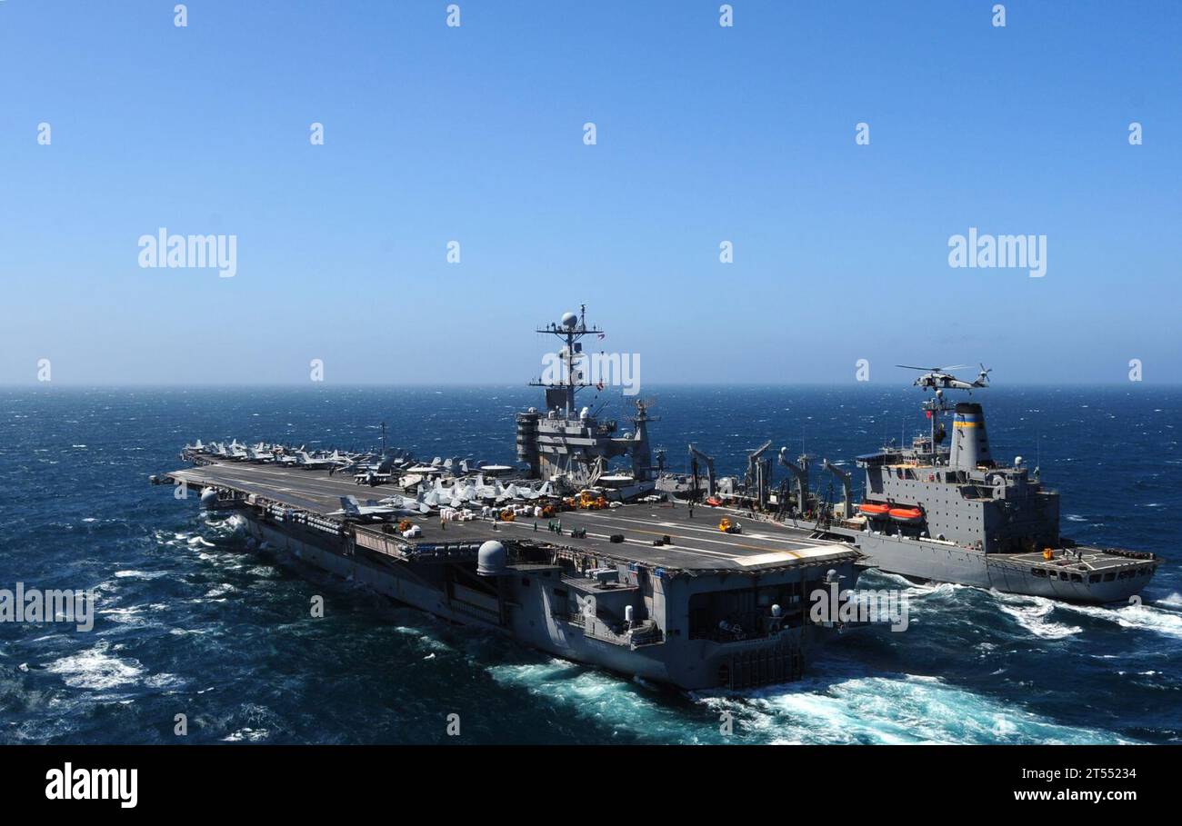 fleet replenishment oiler, Military Sealift Command, navy, Nimitz-Class aircraft carrier USS ...