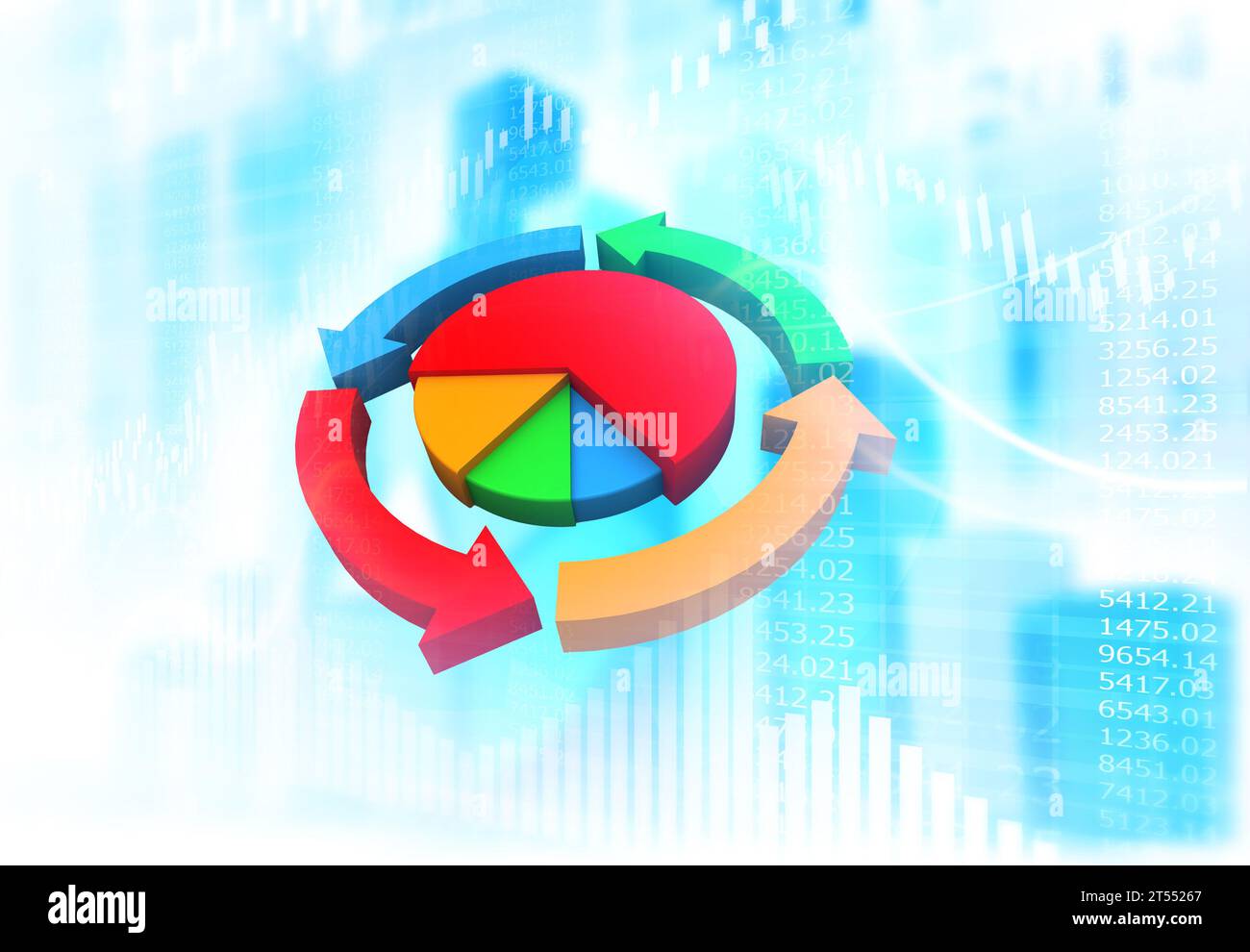 Finance background with abstract Growth graph chart. 3d illustration ...