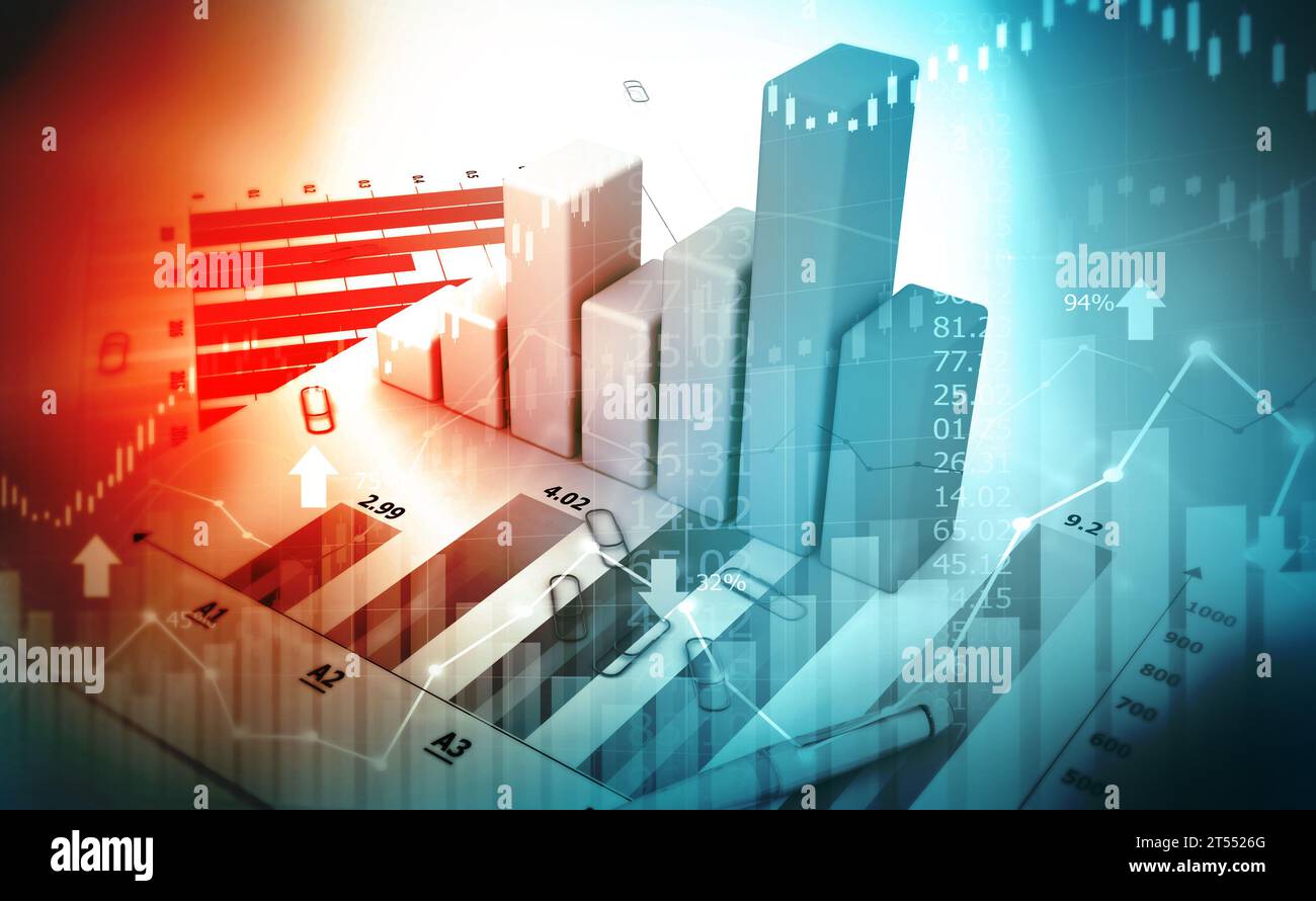 Finance background with abstract Growth graph chart. 3d illustration ...