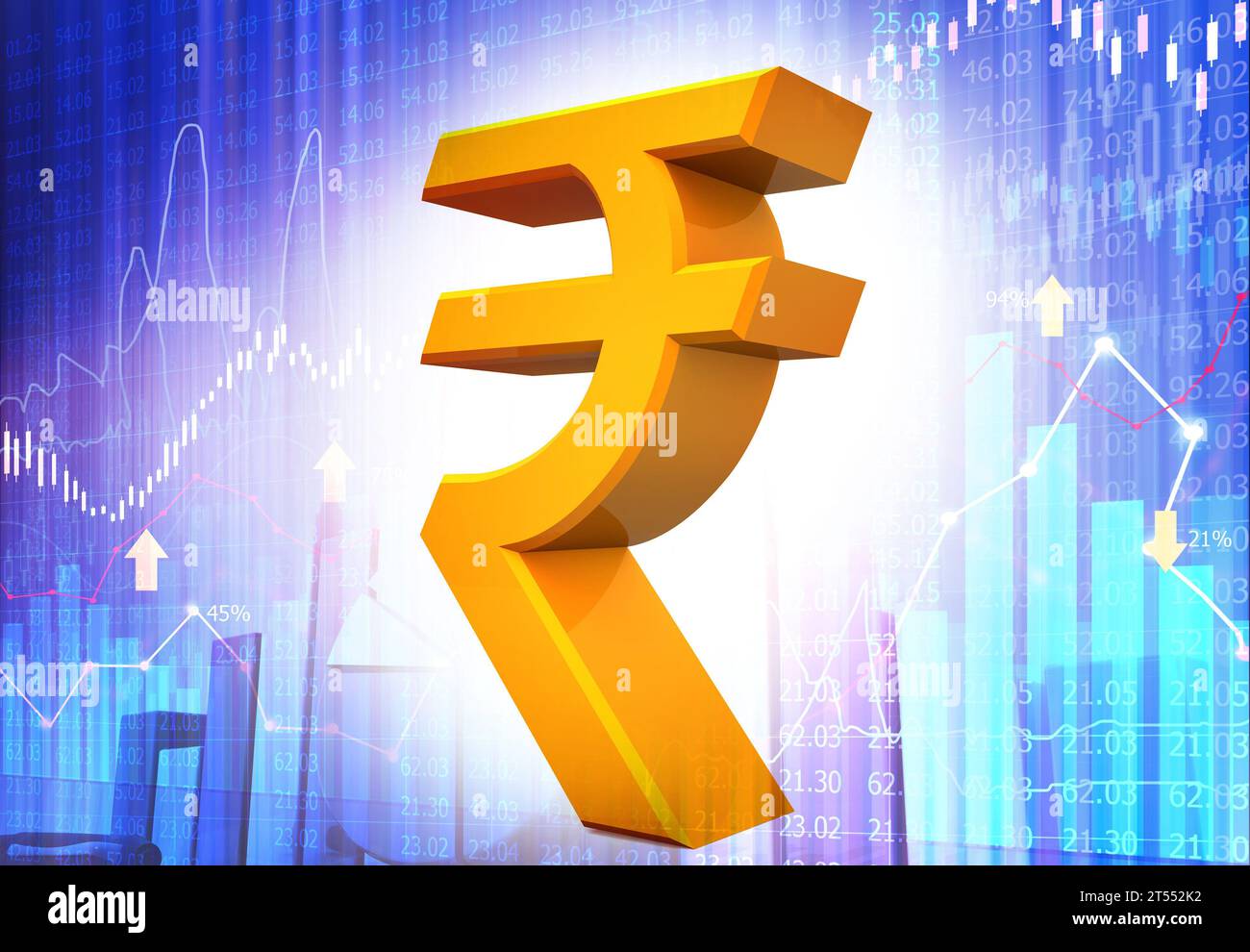 Indian rupee symbol with business growth chart. 3d illustration Stock ...